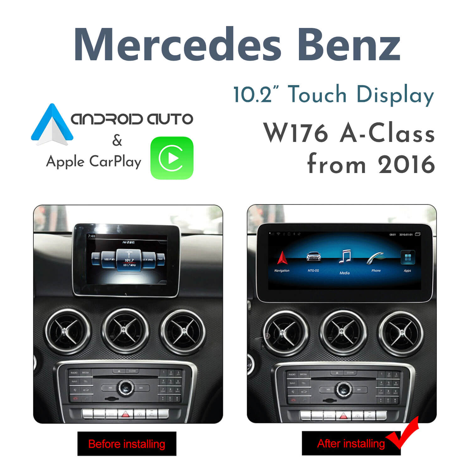[NTG 5.1 + ] Mercedes Benz W176 A-Class – 10.2″ Android 12 Touch ...